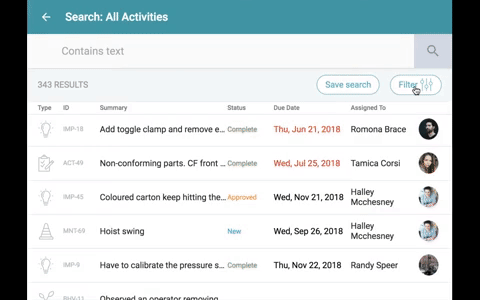 Translation and filterable search options - TeamAssurance